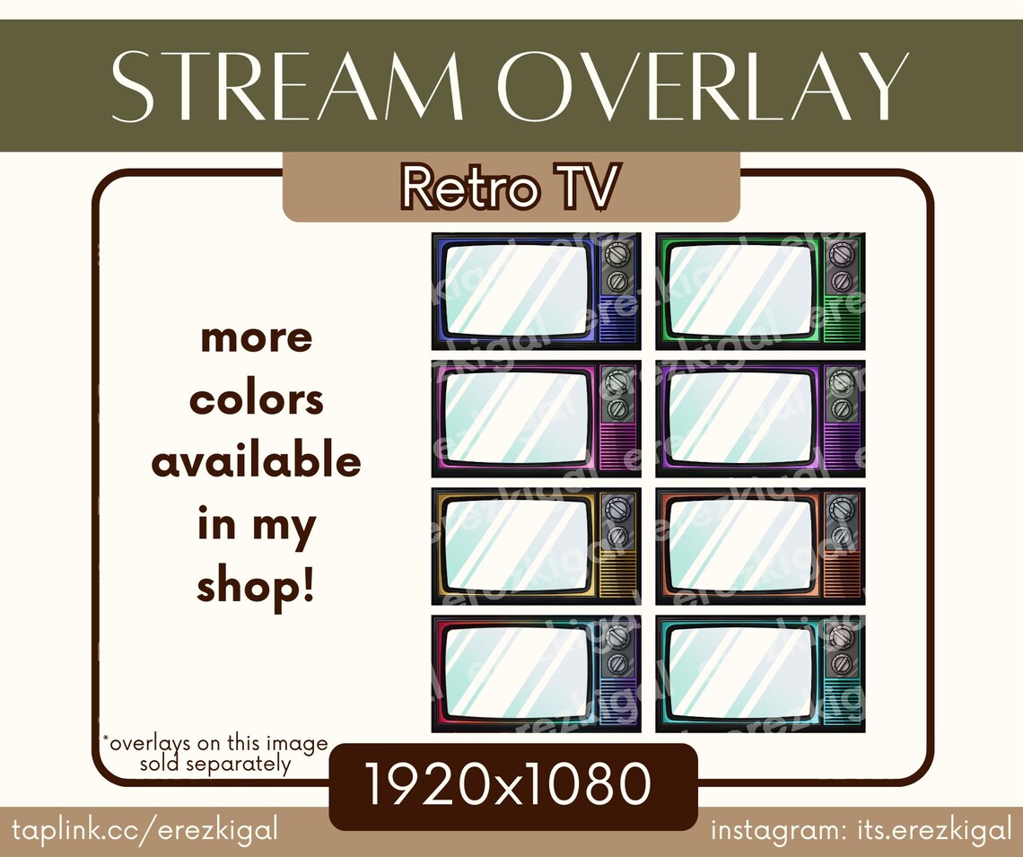 Retro TV Overlay Frame for Twitch & Youtube | Colorful Rainbow Vintage ...