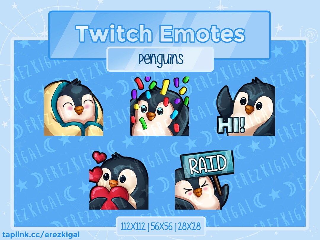 Penguin Emotes Kawaii, Cute, Arctic, Hype, Raid, Love, Cozy PNG Emotes ...