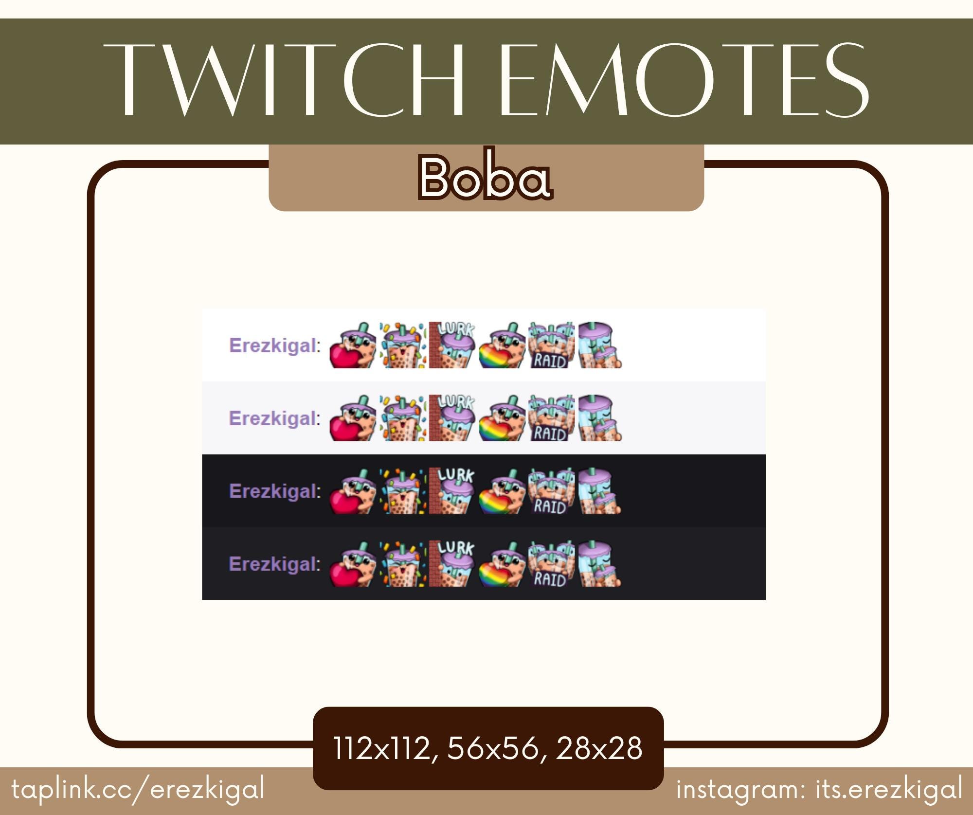 Boba Bubble Tea Emotes | Kawaii, Cute, Raid, Hype, Lurk, Love PNG ...
