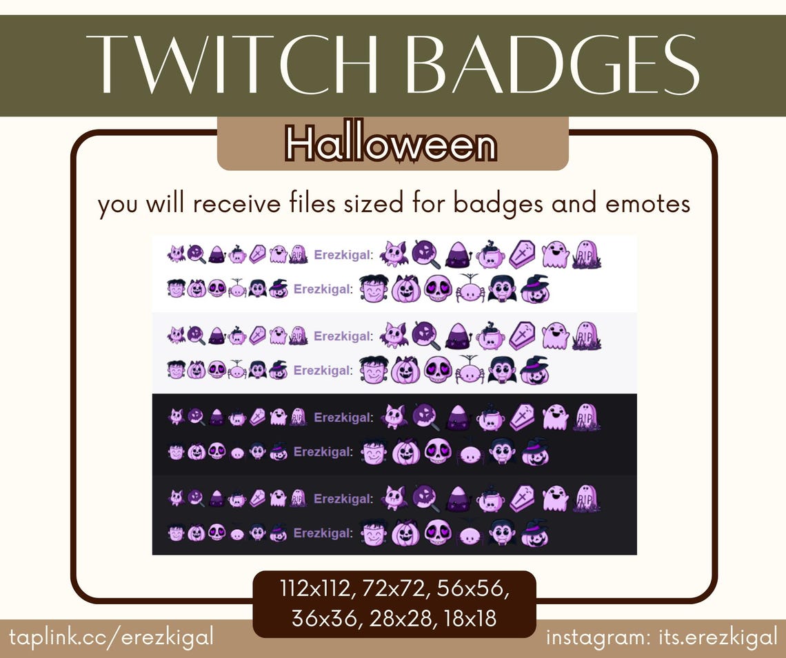 Halloween Badges/emotes | Purple, Kawaii, Cute, Spooky Pngs for Twitch ...