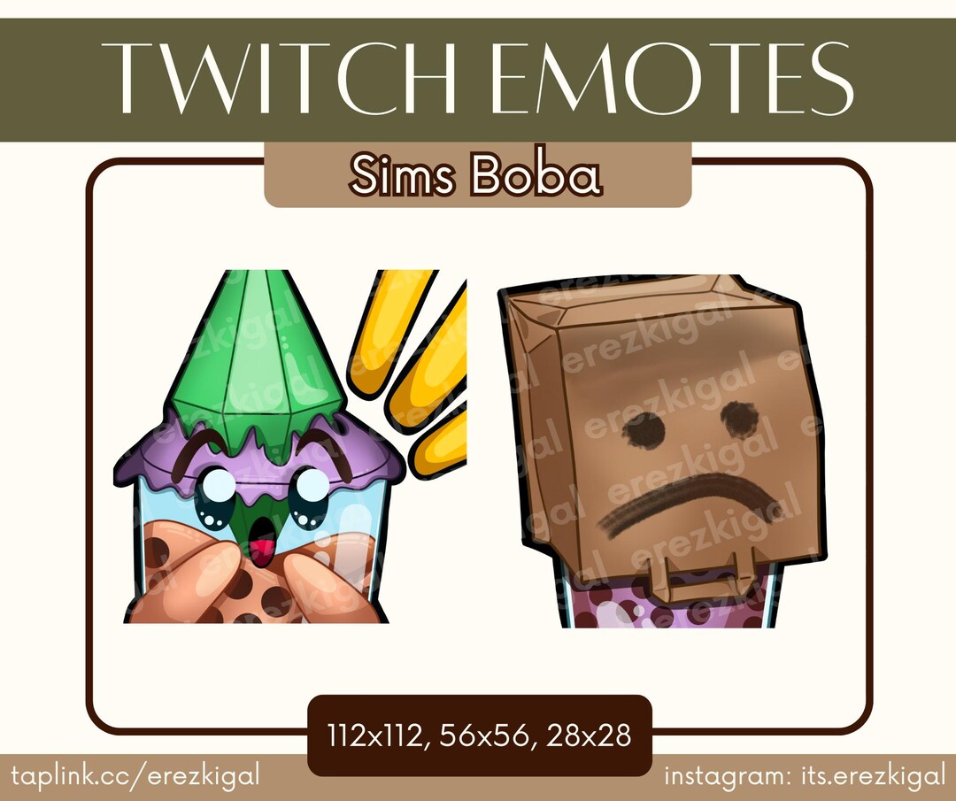 Sims Boba Bubble Tea Emotes | Kawaii, Cute, Plumbob, Paper Bag, the ...