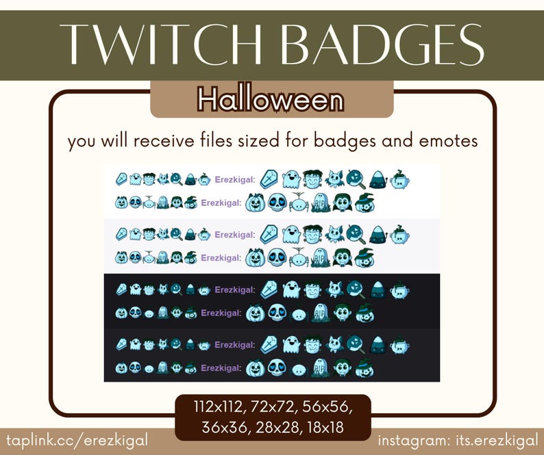Halloween Badges/emotes | Blue, Kawaii, Cute, Spooky Pngs for Twitch ...