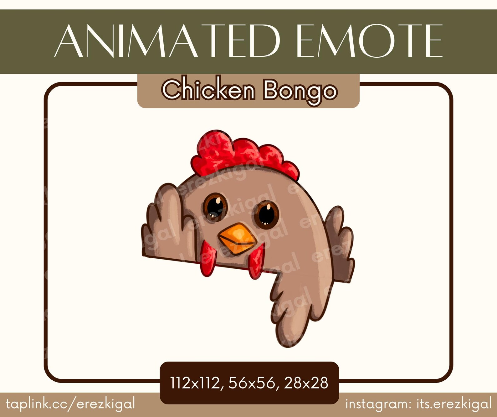 ANIMATED Bongo Chicken Emote | Kawaii, Cute, Hen, Drum, Excited GIF ...