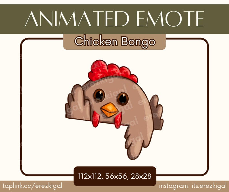 ANIMATED Bongo Chicken Emote | Kawaii, Cute, Hen, Drum, Excited GIF ...