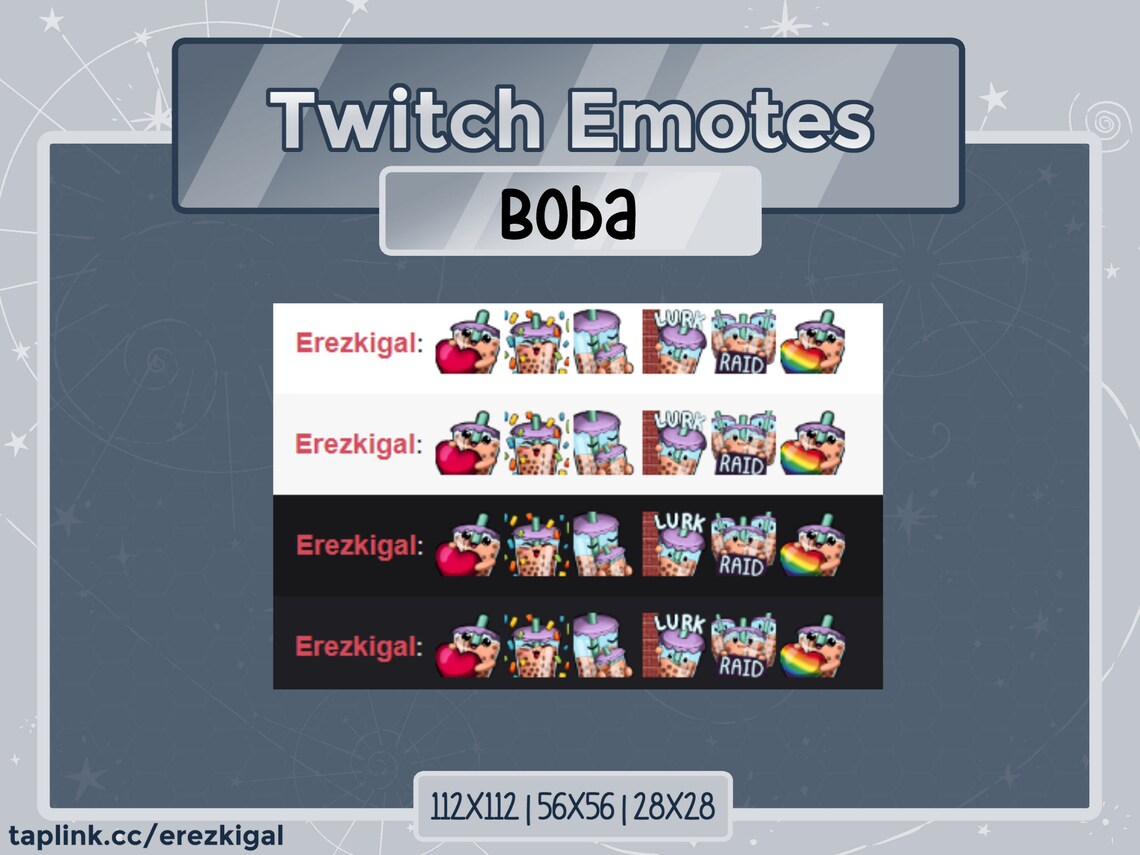 Boba Bubble Tea Emotes Kawaii, Cute, Raid, Hype, Lurk, Love PNG Emotes ...