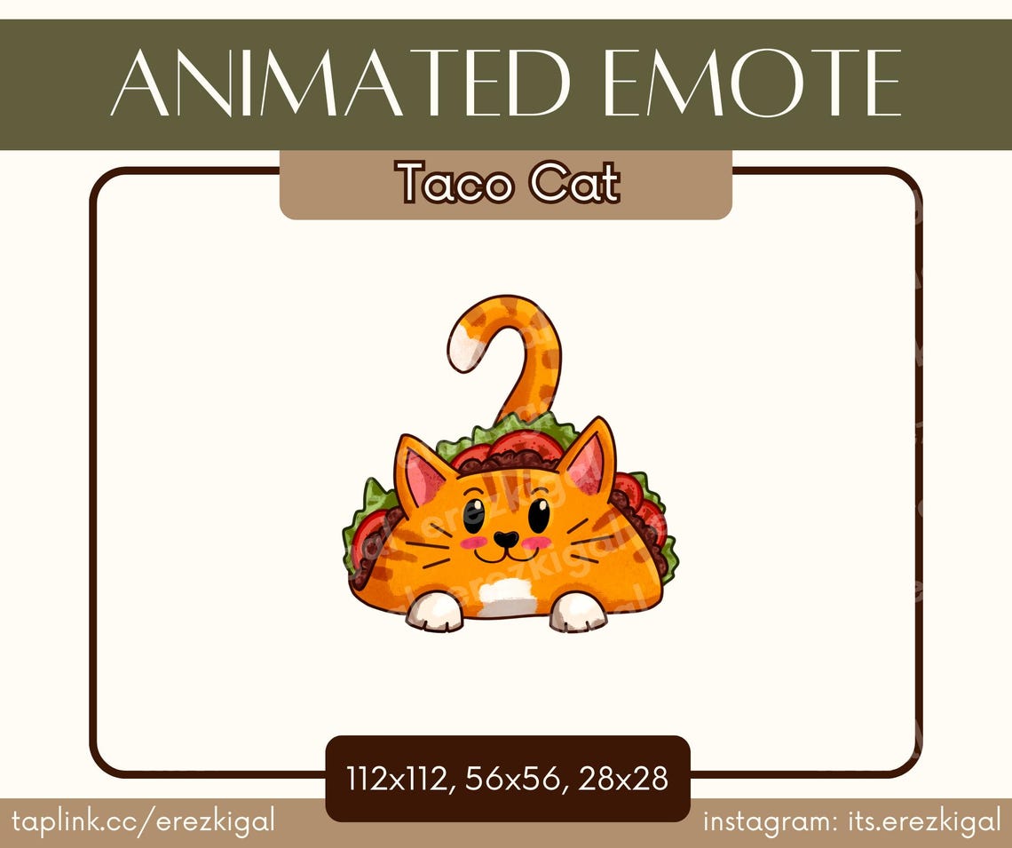ANIMATED Taco Cat Emote | Kawaii, Cute, Cat, Taco GIF Emotes for Twitch ...