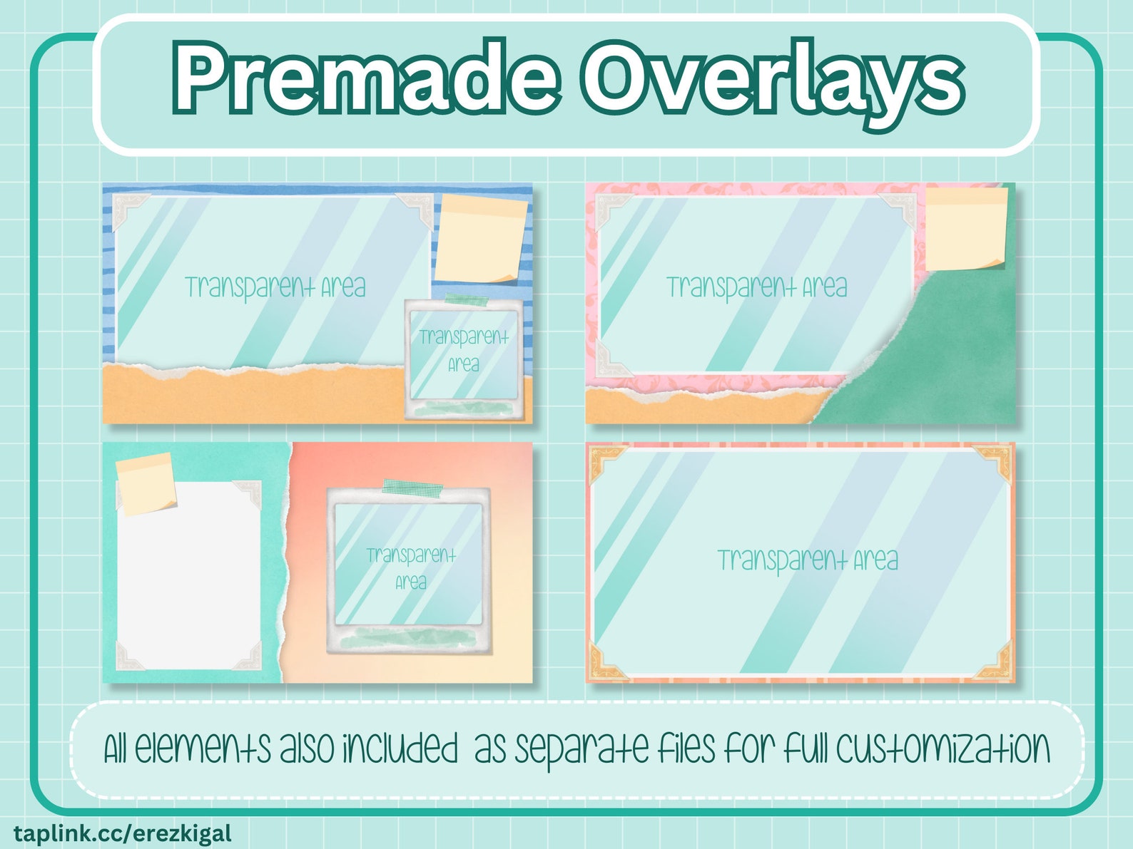 Scrapbook Stream Overlay Package | Twitch, Youtube, OBS Asset Theme ...
