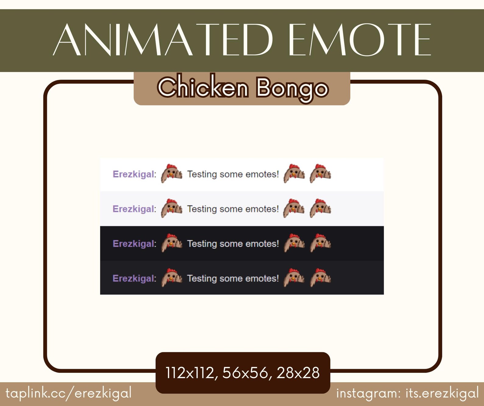 ANIMATED Bongo Chicken Emote | Kawaii, Cute, Hen, Drum, Excited GIF ...