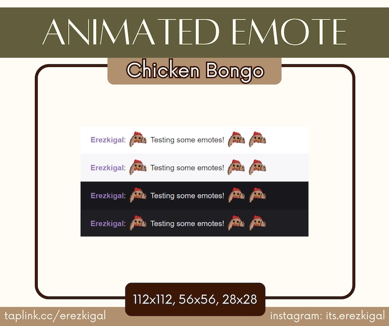 ANIMATED Bongo Chicken Emote | Kawaii, Cute, Hen, Drum, Excited GIF ...
