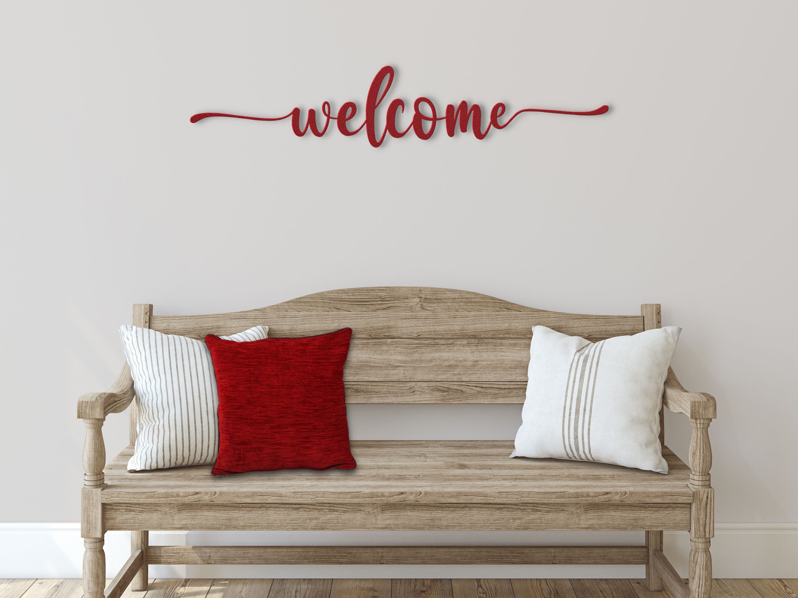 Welcome Metal Sign, Welcome Metal Wall Art, Script Font Words, Metal ...