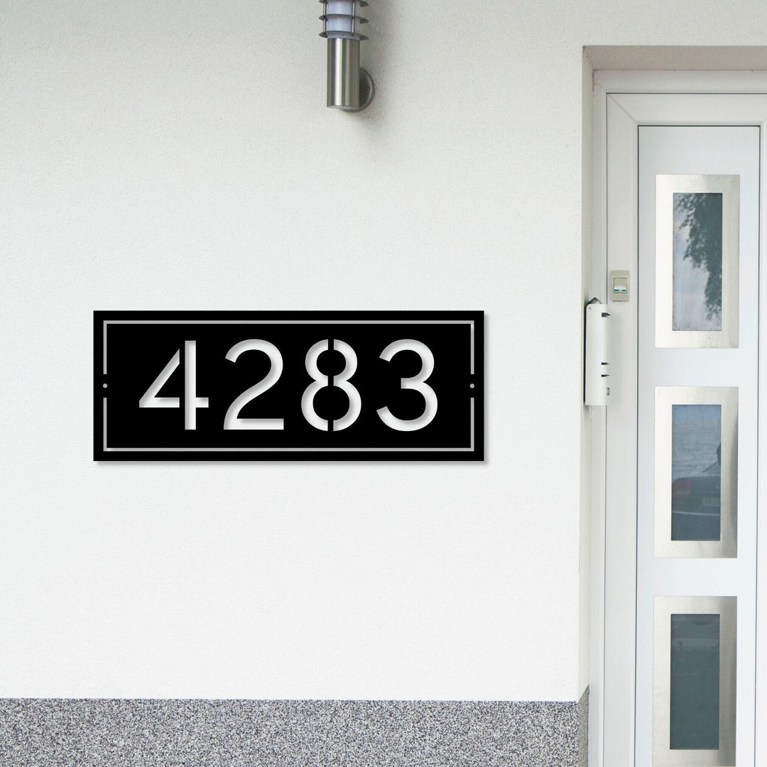 House Number Modern Metal Sign, Custom Home Address Sign, Housewarming ...