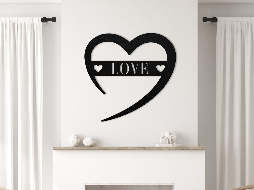 Heart Shaped Love Metal Sign, Love Metal Sign Wall Art, Laser Cut Sign ...