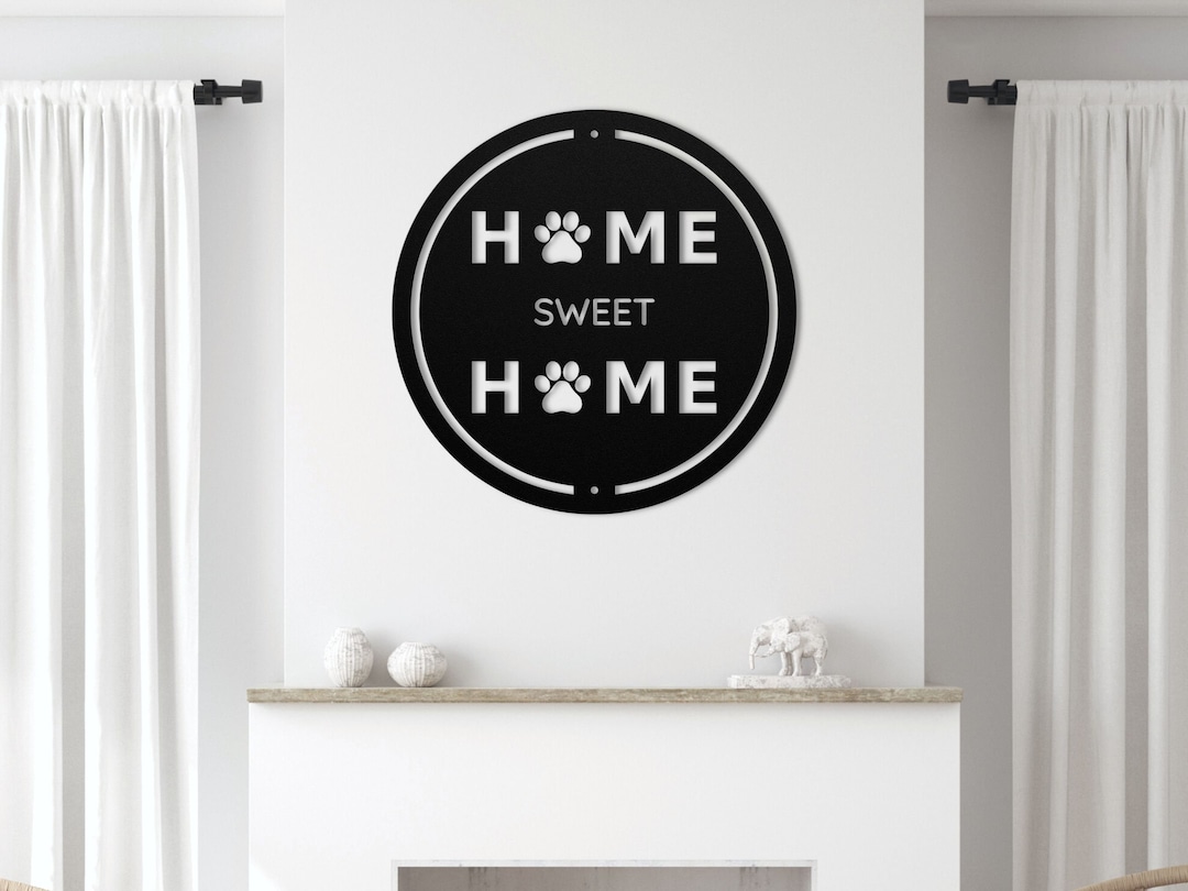 Home Sweet Home Paw Print Metal Sign, Dog Mom Gift, Pet Lover Decor ...
