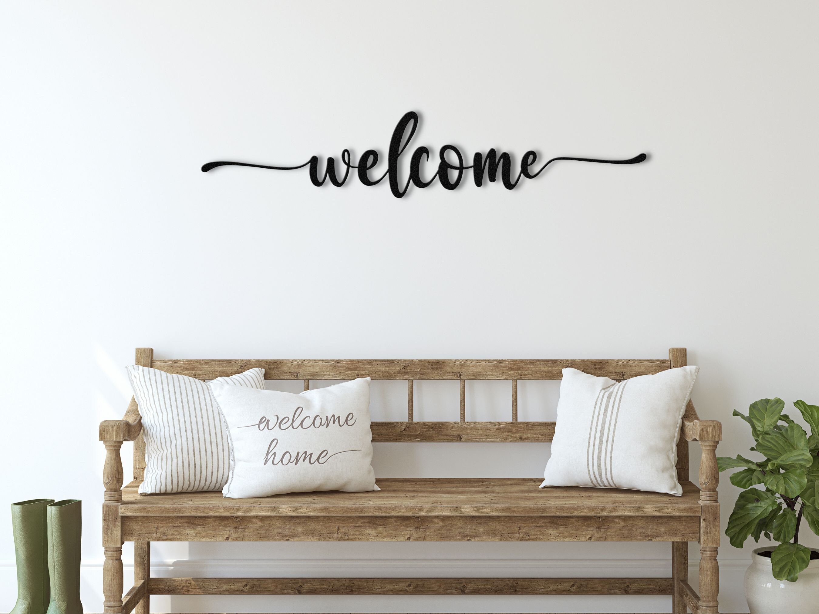 Welcome Metal Sign, Welcome Metal Wall Art, Script Font Words, Metal ...