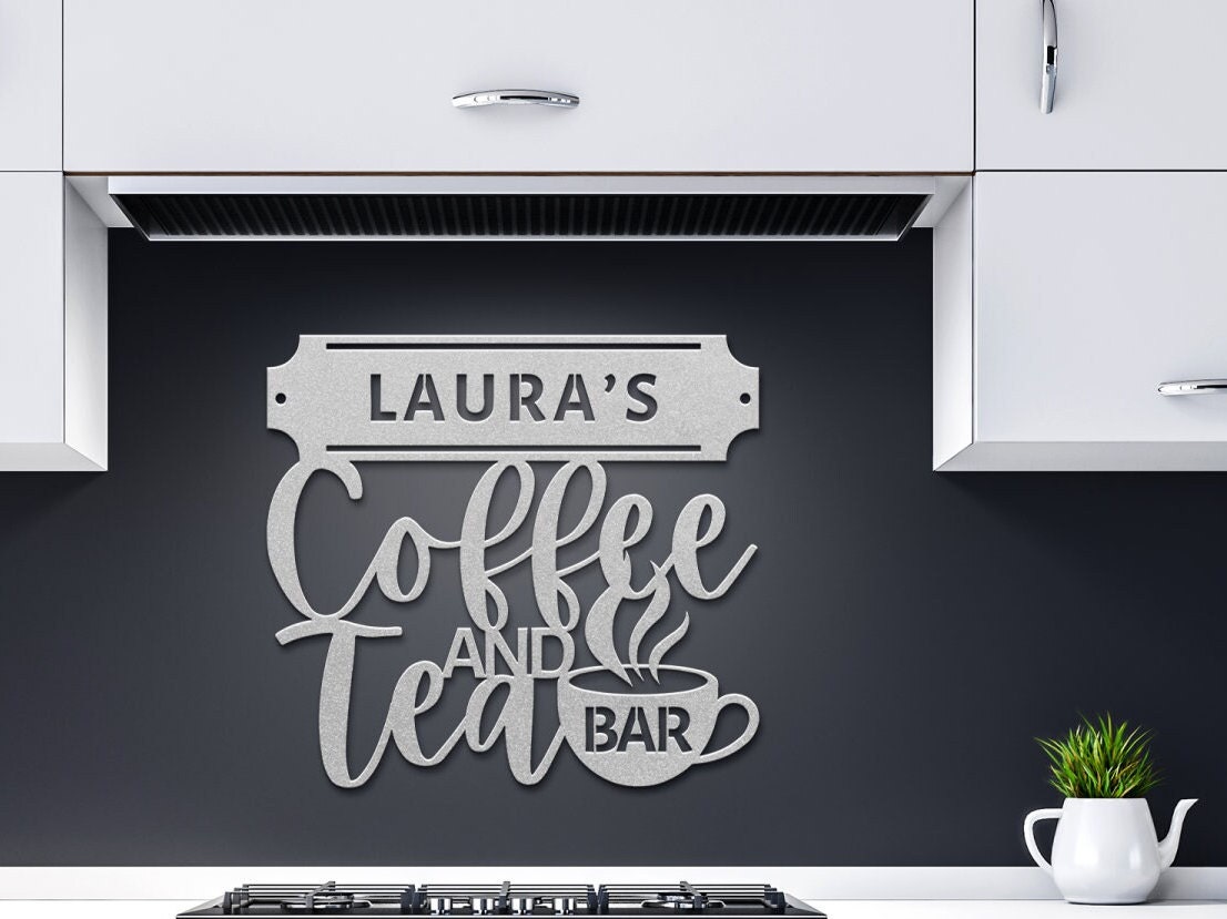 Personalized Coffee and Tea Bar Metal Sign, Custom Coffee Bar Sign ...