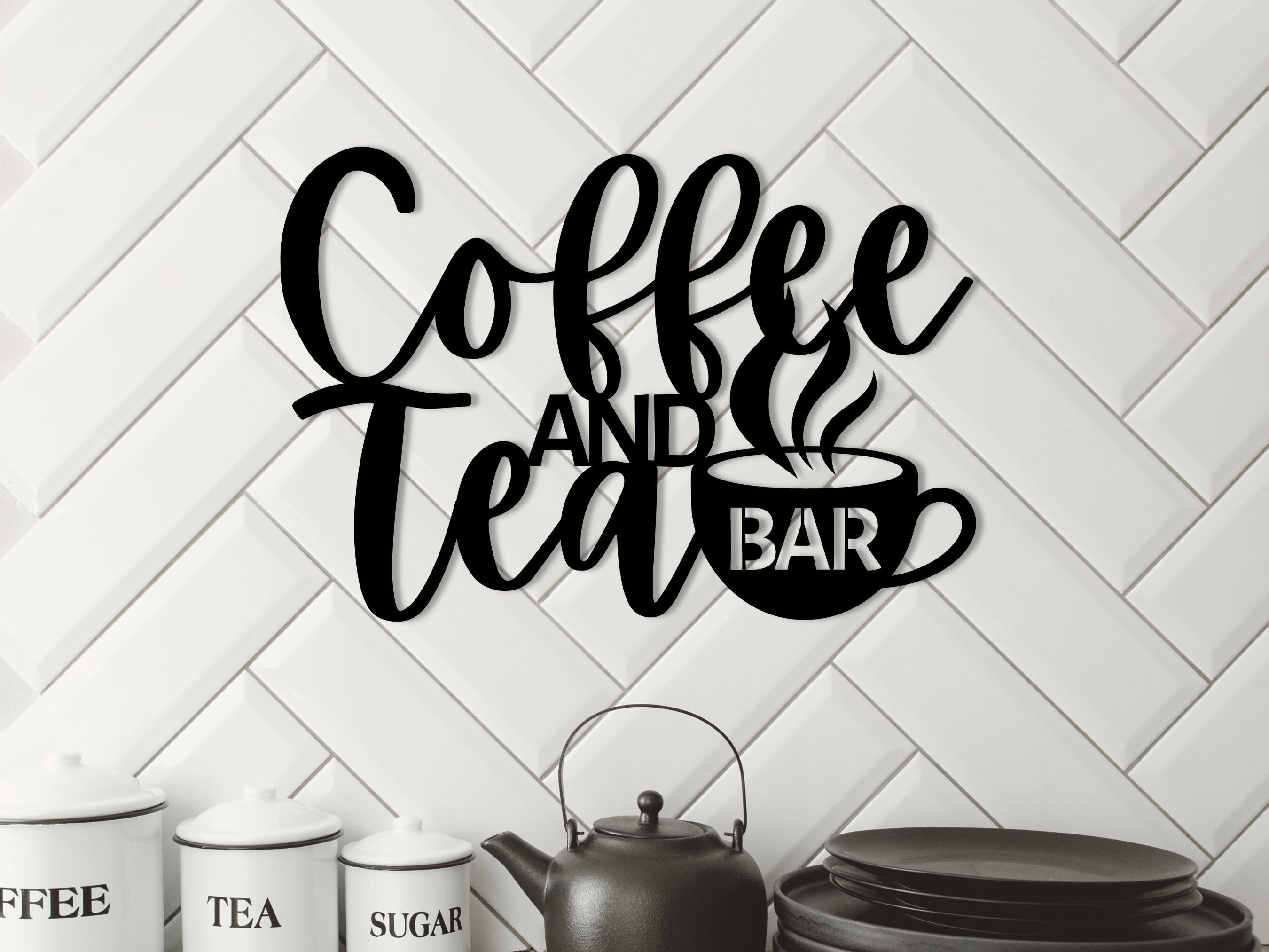 Personalized Coffee and Tea Bar Metal Sign, Custom Coffee Bar Sign ...