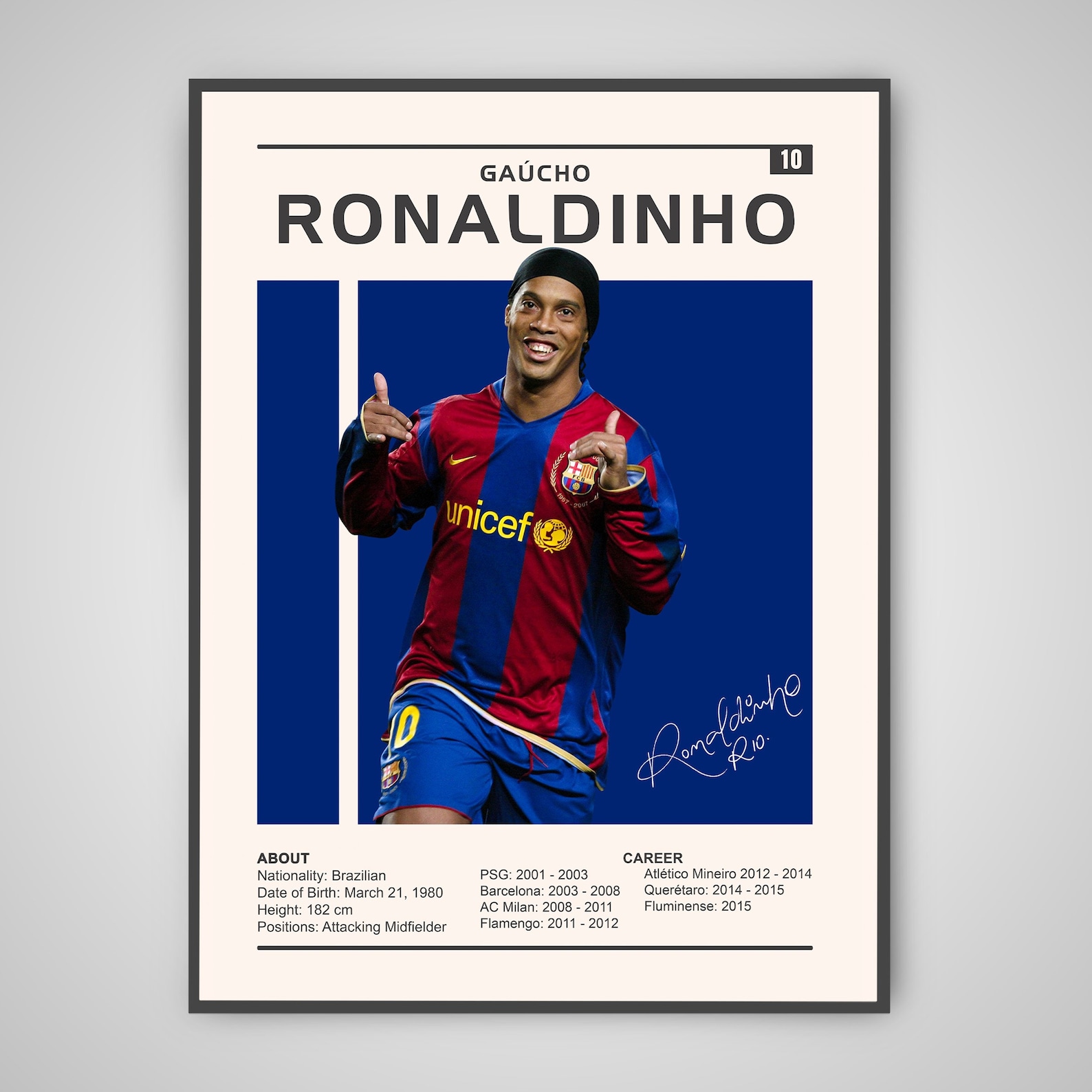 Ronaldinho Poster | Gaucho Ronaldinho Print, Sports Poster, Football ...
