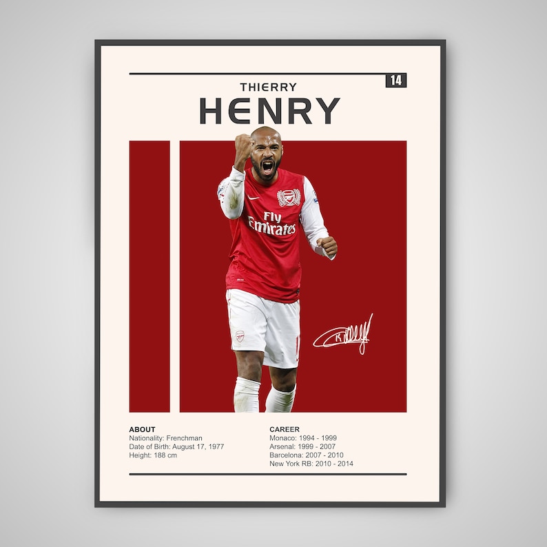 Thierry Henry Poster | Thierry Henry Print, Football Gift, Sports ...
