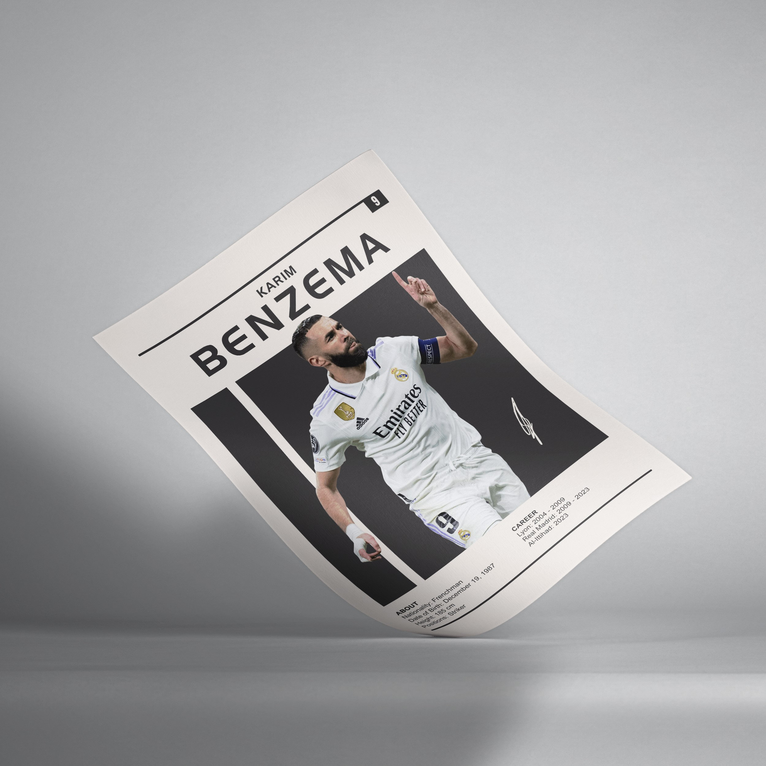 Karim Benzema Poster Karim Benzema Print, Sports Poster, Football ...