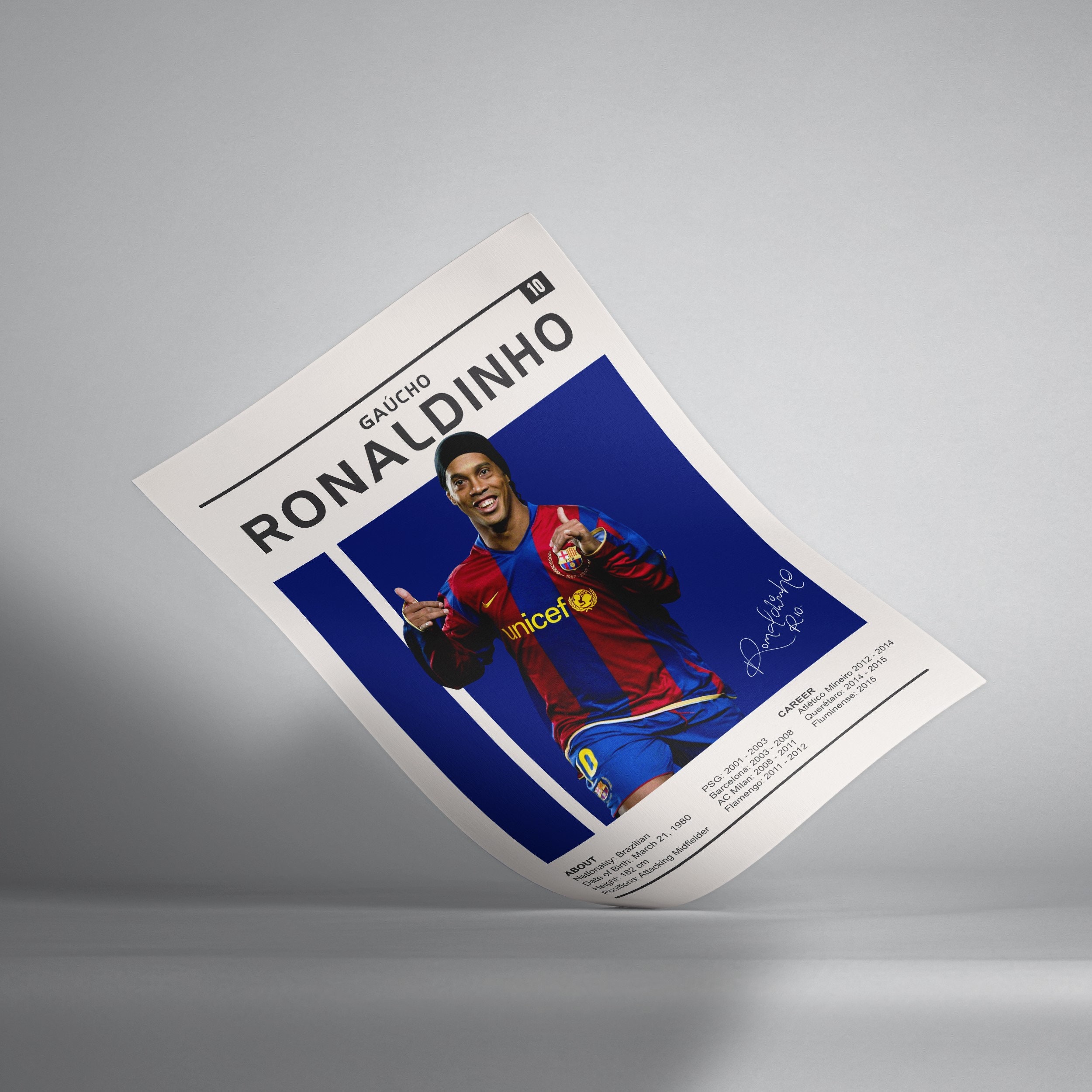 Ronaldinho Poster Gaucho Ronaldinho Print, Sports Poster, Football ...