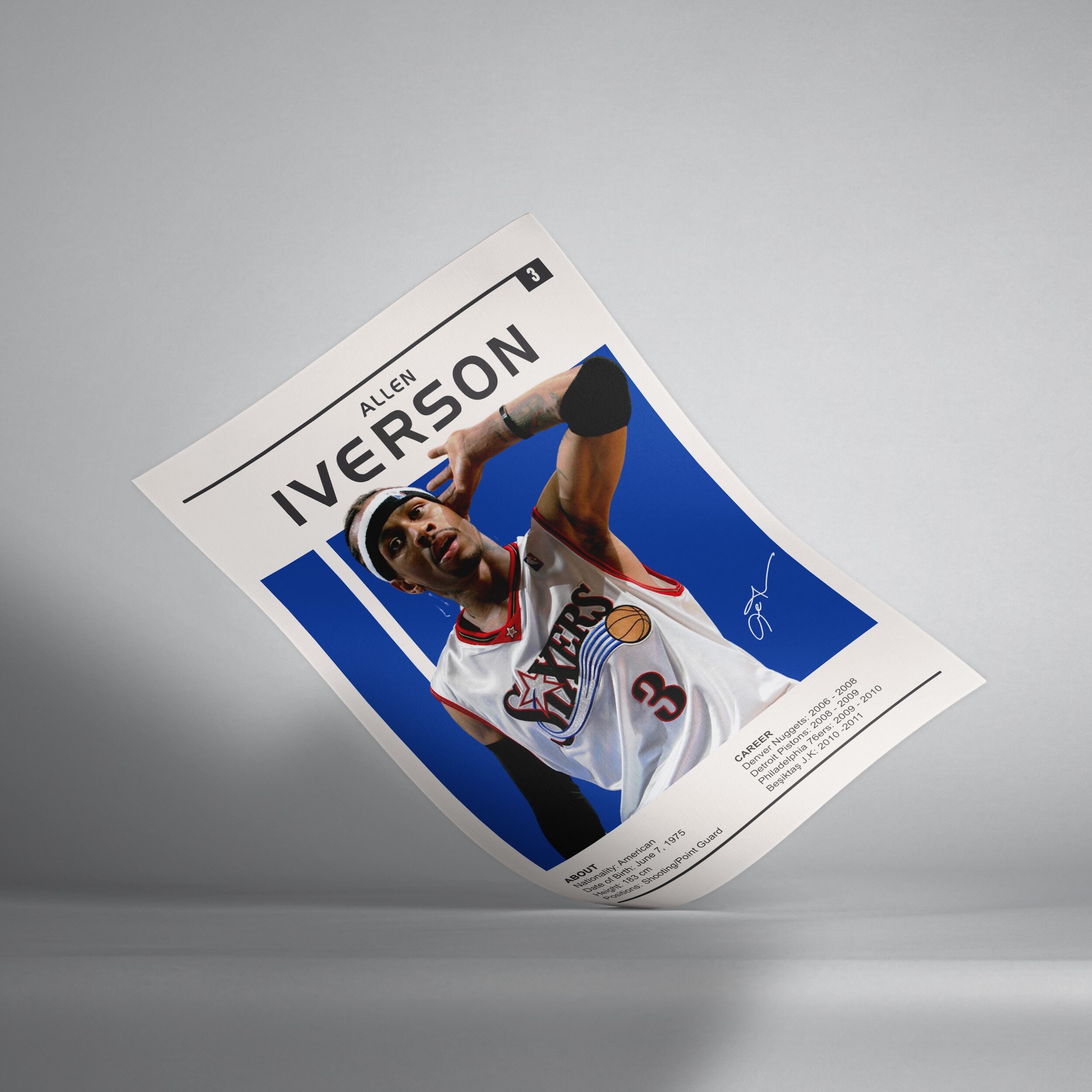 Allen Iverson Poster | Iverson Print, Philadelphia 76ers, NBA Posters ...