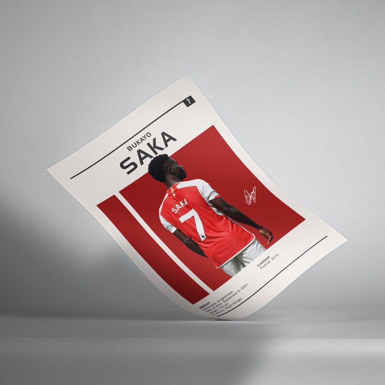 Bukayo Saka Poster | Bukayo Saka Print, Sports Poster, Football Player ...