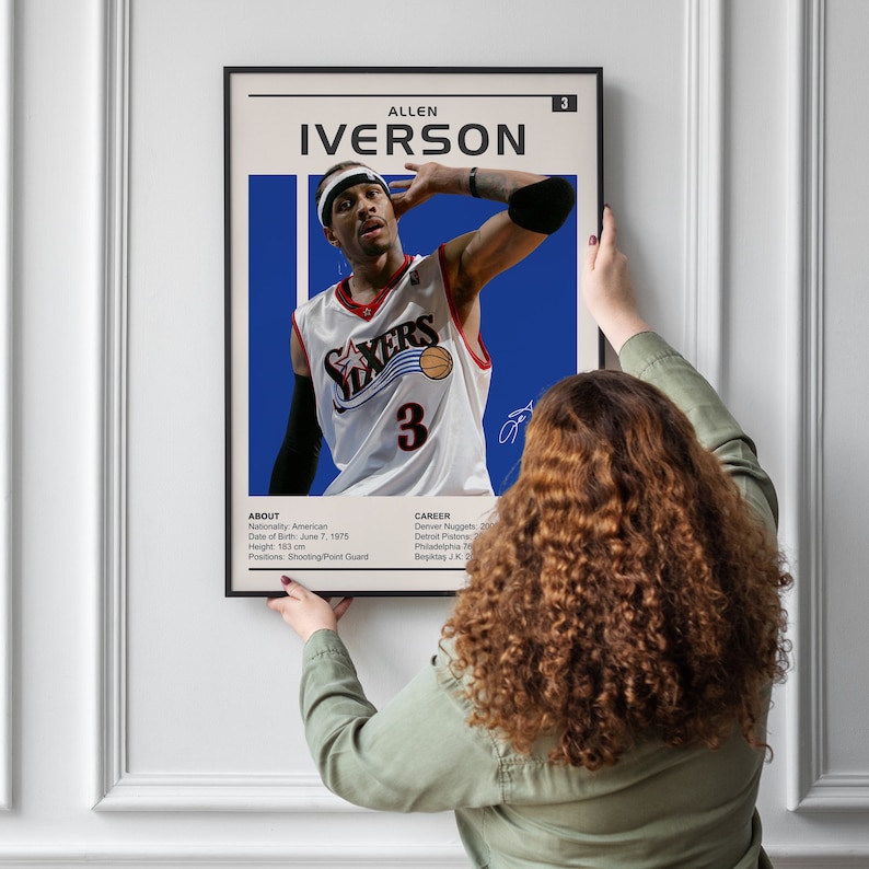 Allen Iverson Poster | Iverson Print, Philadelphia 76ers, NBA Posters ...