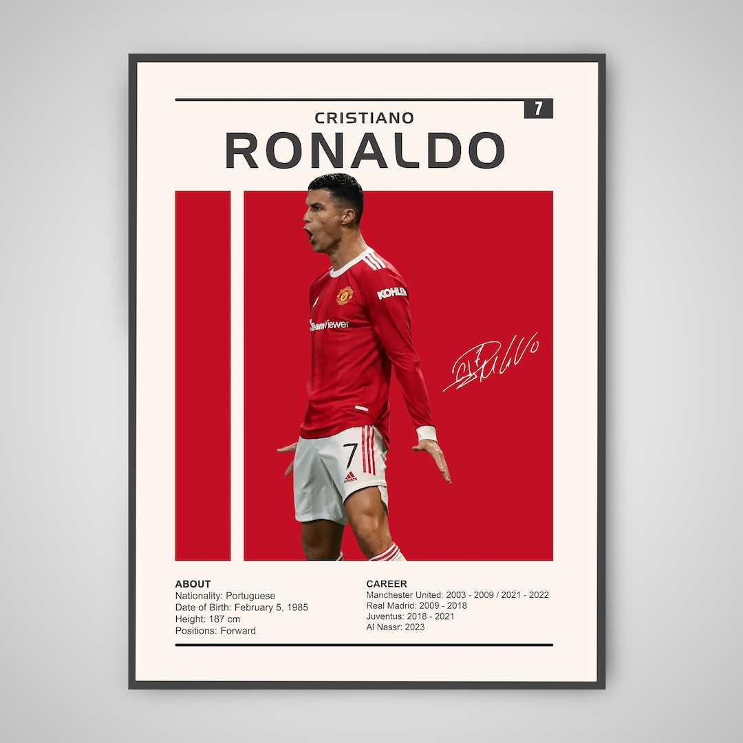 Cristiano Ronaldo Print, Cristiano Ronaldo Poster, Football Gift ...