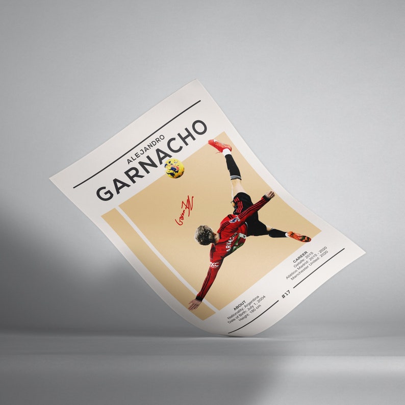Alejandro Garnacho Poster, Alejandro Garnacho Print, Manchester United ...