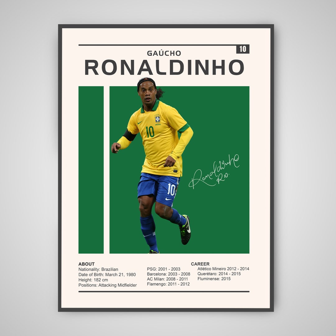 Ronaldinho Poster | Gaucho Ronaldinho Print, Sports Poster, Football ...