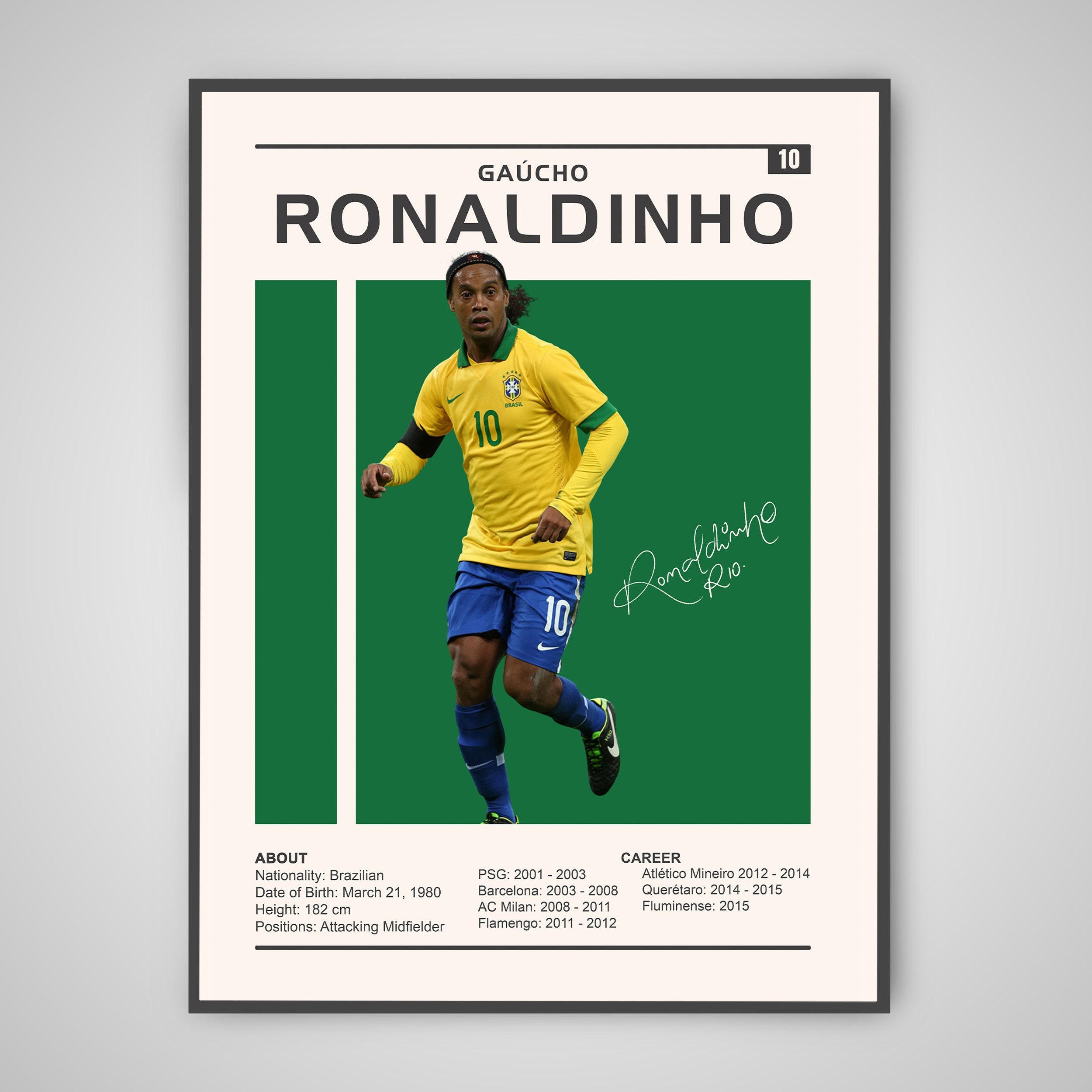 Ronaldinho Poster | Gaucho Ronaldinho Print, Sports Poster, Football ...