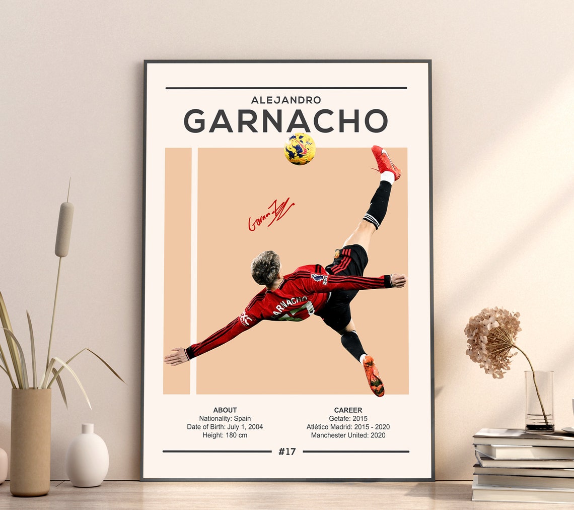 Alejandro Garnacho Poster, Alejandro Garnacho Print, Manchester United ...