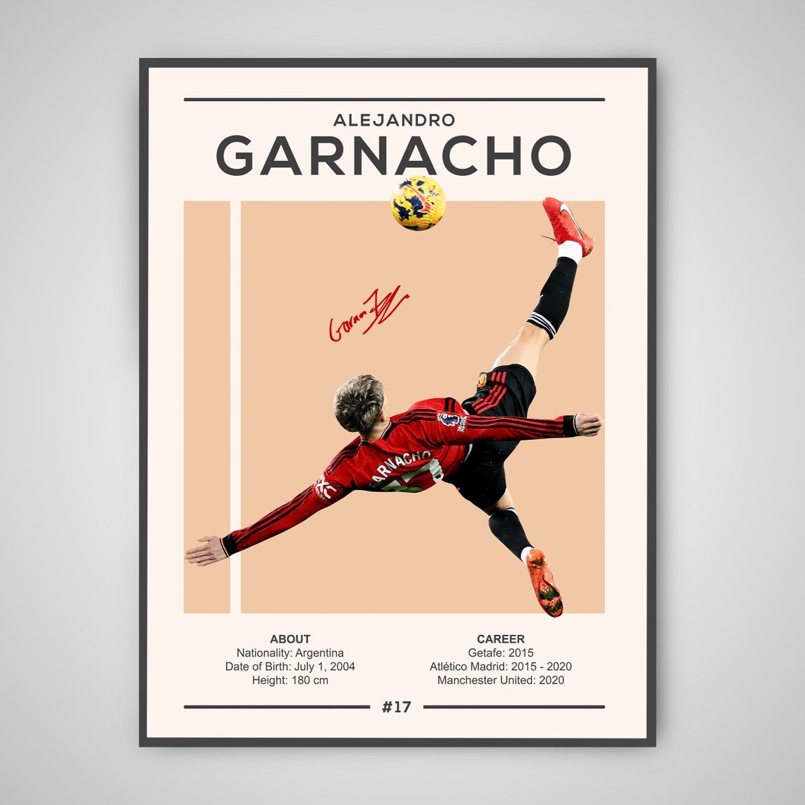 Alejandro Garnacho Poster, Alejandro Garnacho Print, Manchester United ...