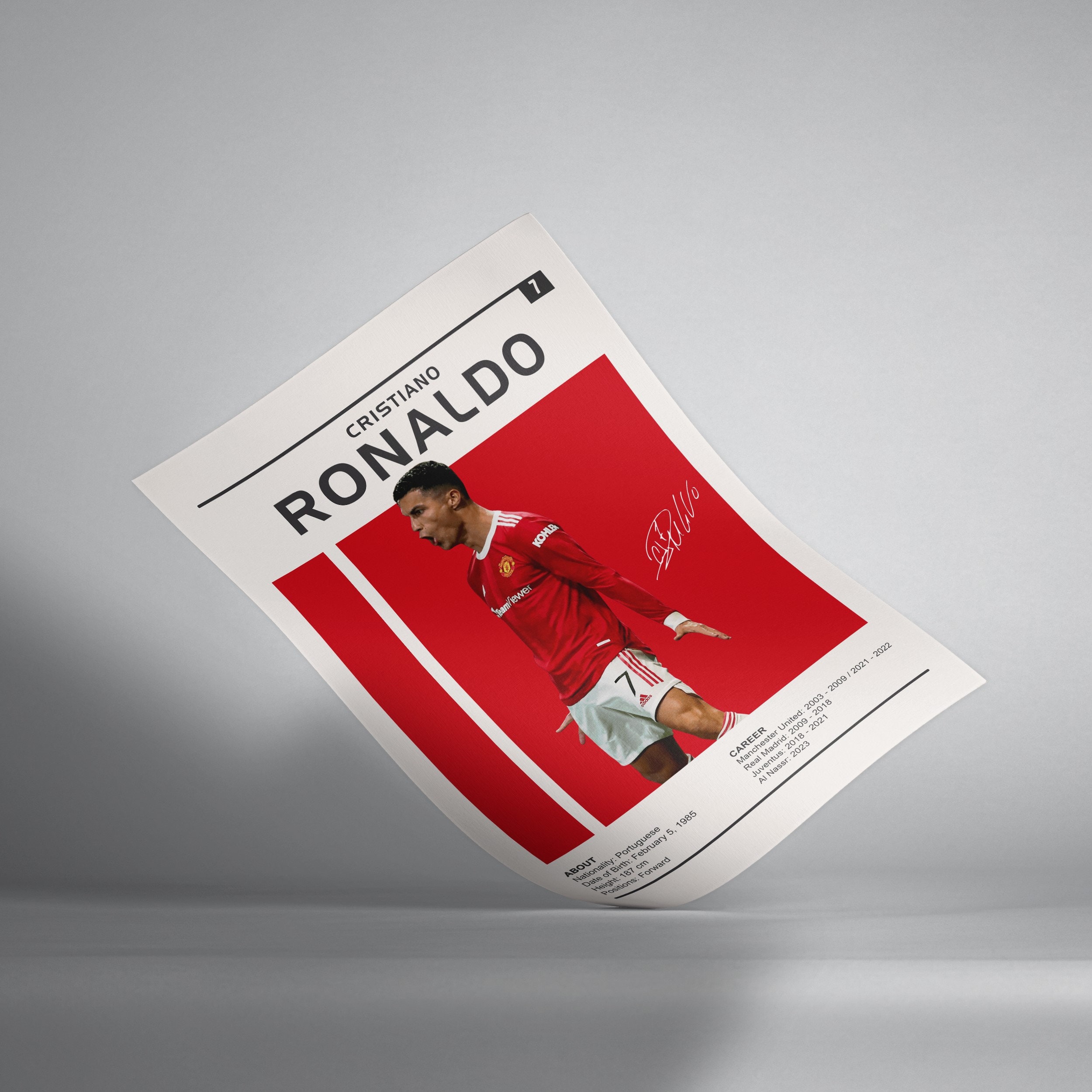 Cristiano Ronaldo Print, Cristiano Ronaldo Poster, Football Gift ...