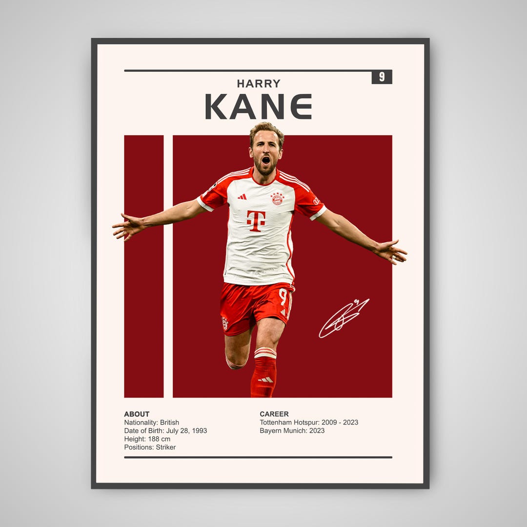Harry Kane Digital Soccer Poster – Printable Wall Art for Fans, Modern ...