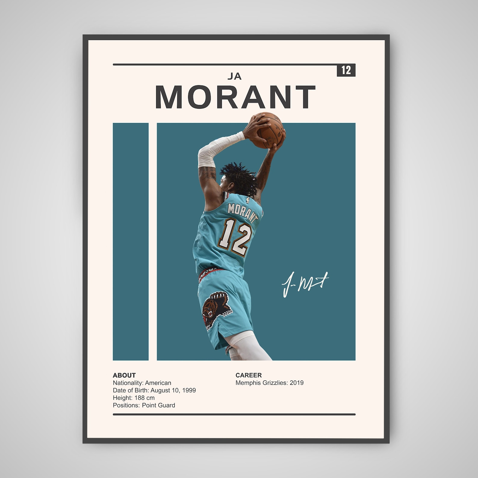 Ja Morant Poster | Ja Morant Print, NBA Posters, Sport Poster ...
