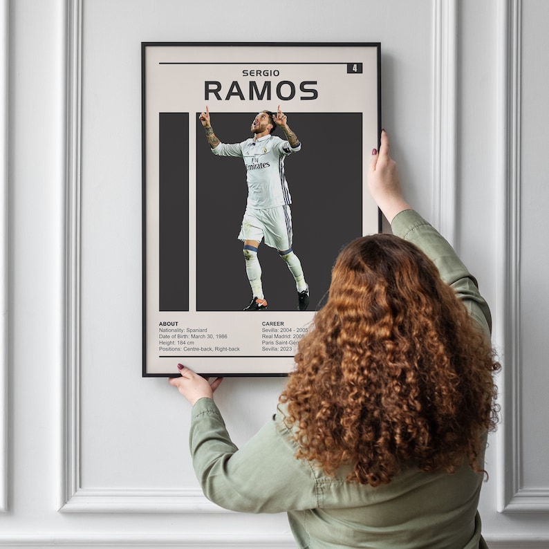 Sergio Ramos Poster | Ramos Print, Football Gift, Sports Poster ...