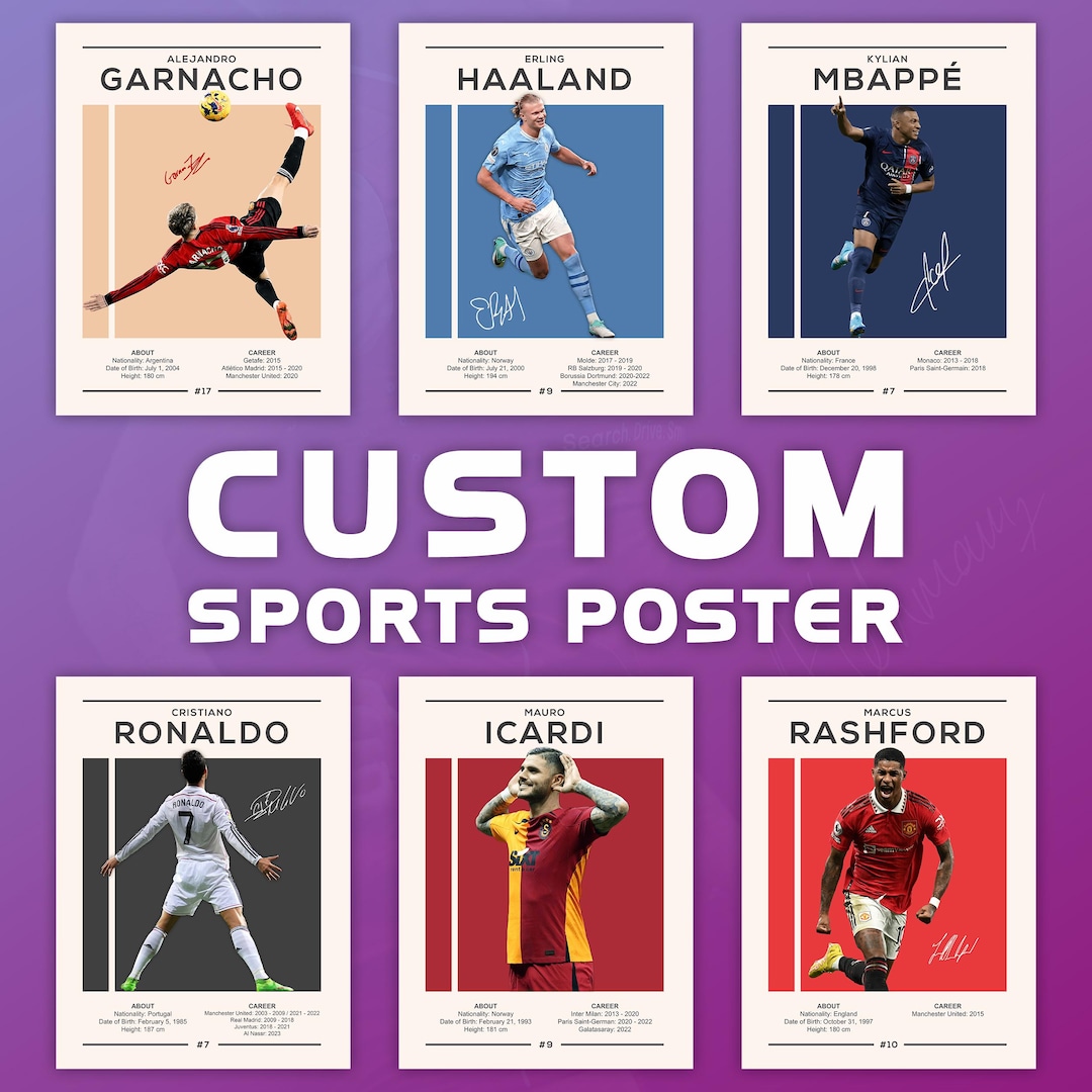 Custom Sports Poster Digital Download | Personalized Athlete Print ...