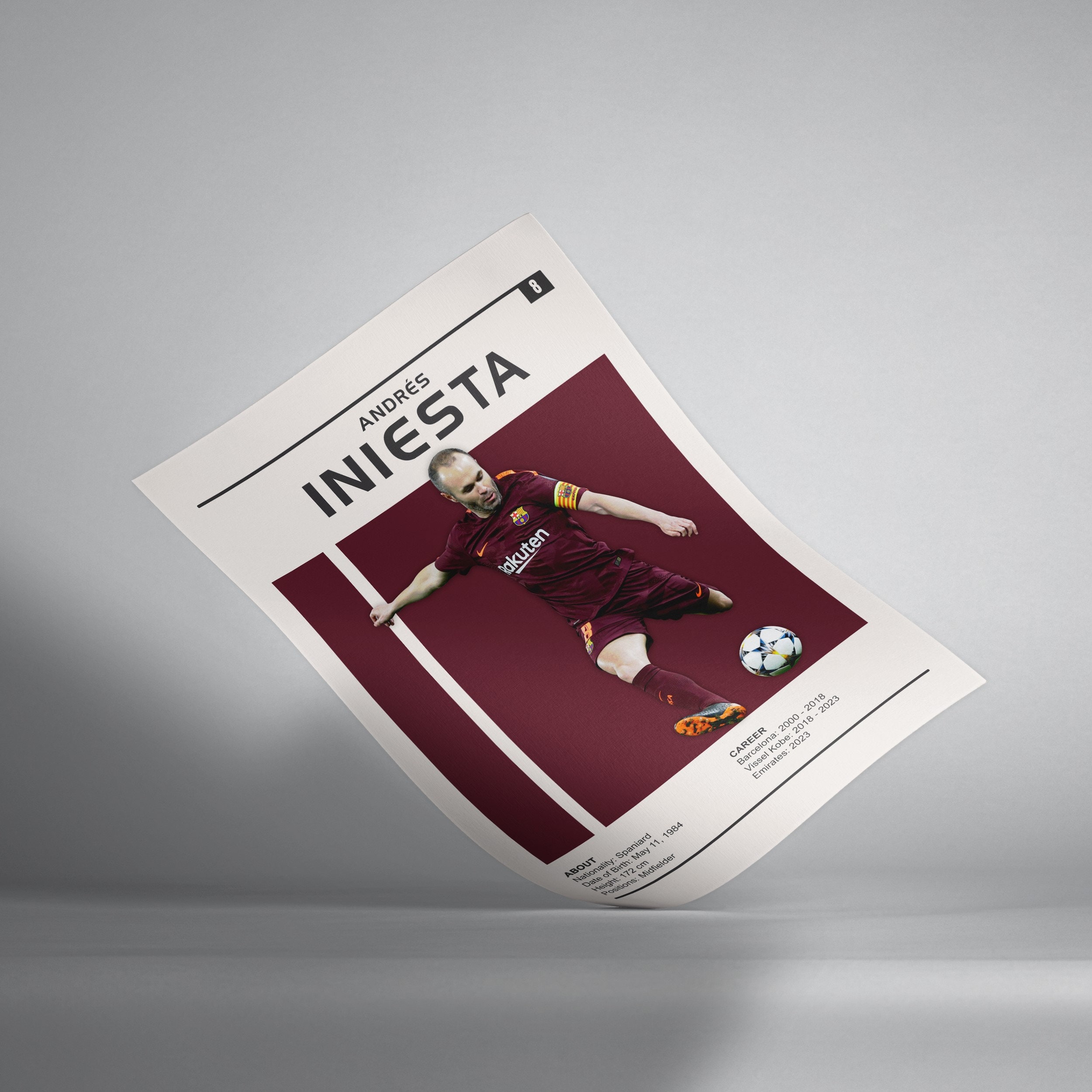 Andres Iniesta Poster Andres Iniesta Barcelona Poster, Iniesta Print ...