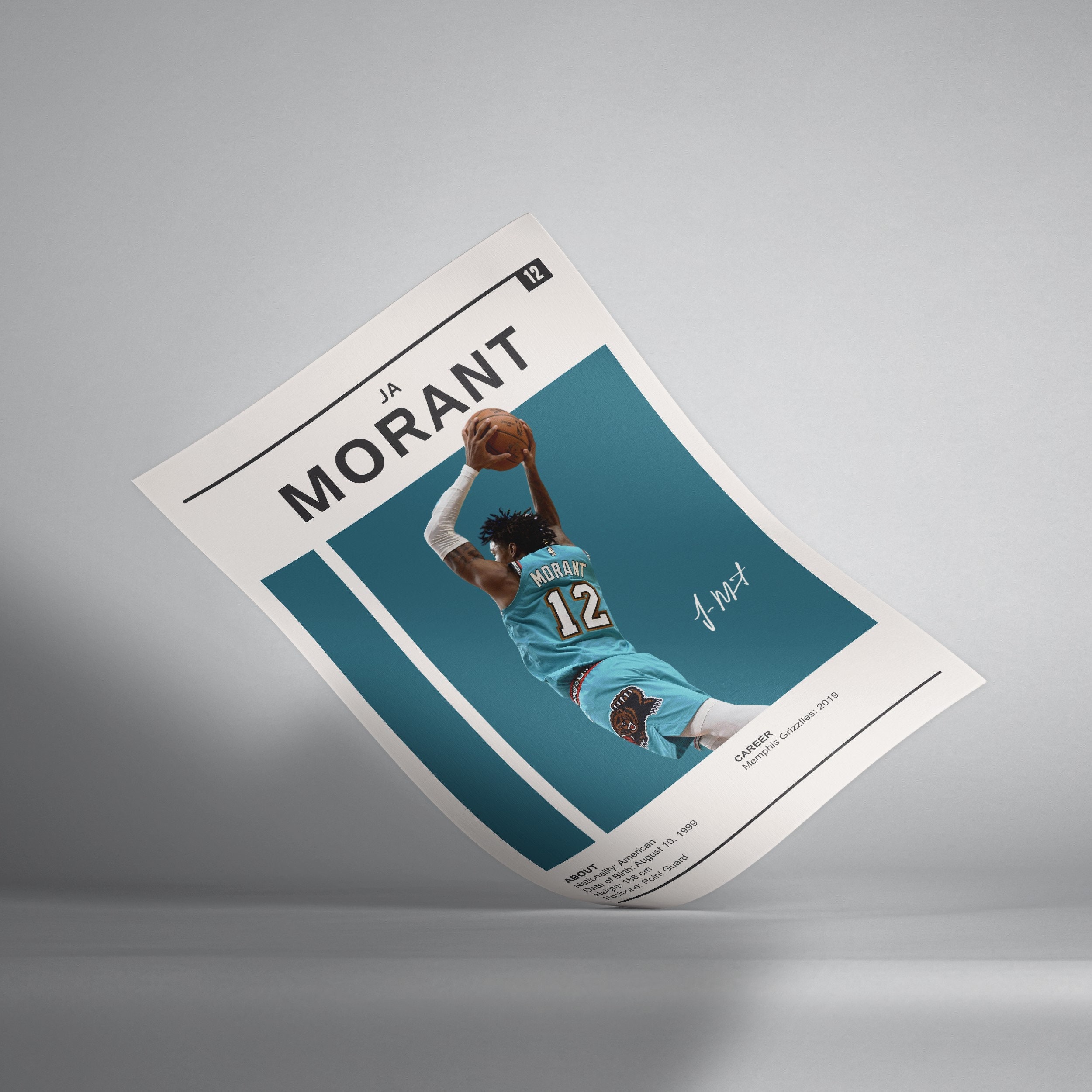 Ja Morant Poster Ja Morant Print, NBA Posters, Sport Poster, Milwaukee ...