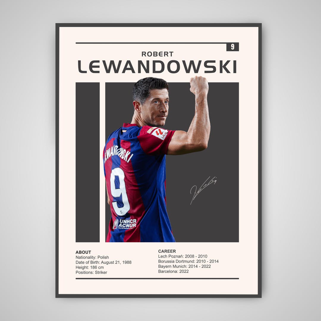 Robert Lewandowski Digital Soccer Poster – Printable Wall Art for Fans ...