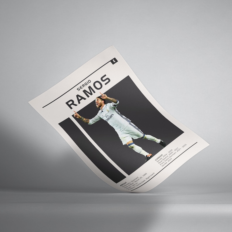 Sergio Ramos Poster | Ramos Print, Football Gift, Sports Poster ...