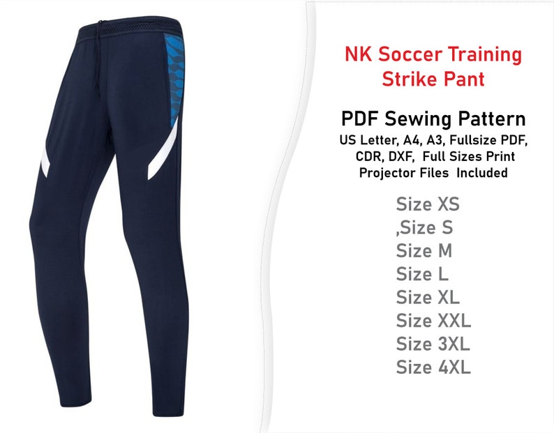 Soccer Training Pants Slim Fit Pattern PDF Sewing and Pattern ...