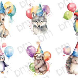 Watercolor Birthday Animals Clipart - 03, 300 Dpi PNG & SVG, Baby ...