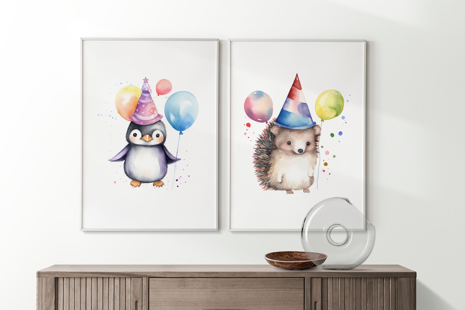 Watercolor Birthday Animals Clipart 03, 300 Dpi PNG & SVG, Baby Shower ...