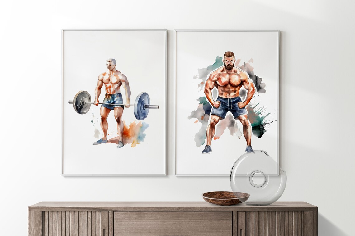 Watercolor Fitness Men Clipart, 300 Dpi Transparent PNG & SVG, Workout ...