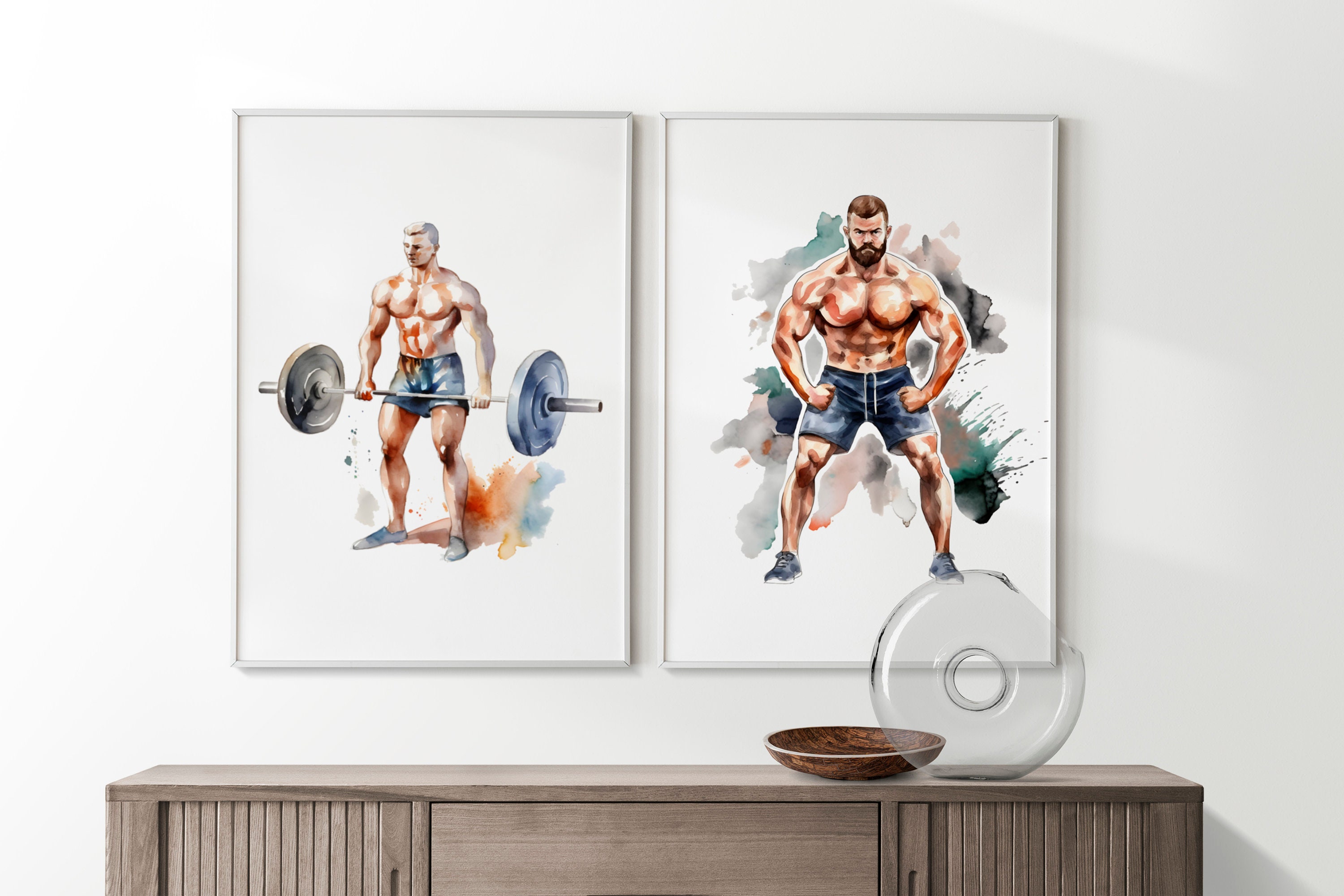 Watercolor Fitness Men Clipart, 300 Dpi Transparent PNG & SVG, Workout ...