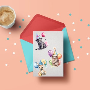 Watercolor Birthday Animals Clipart - 03, 300 Dpi PNG & SVG, Baby ...