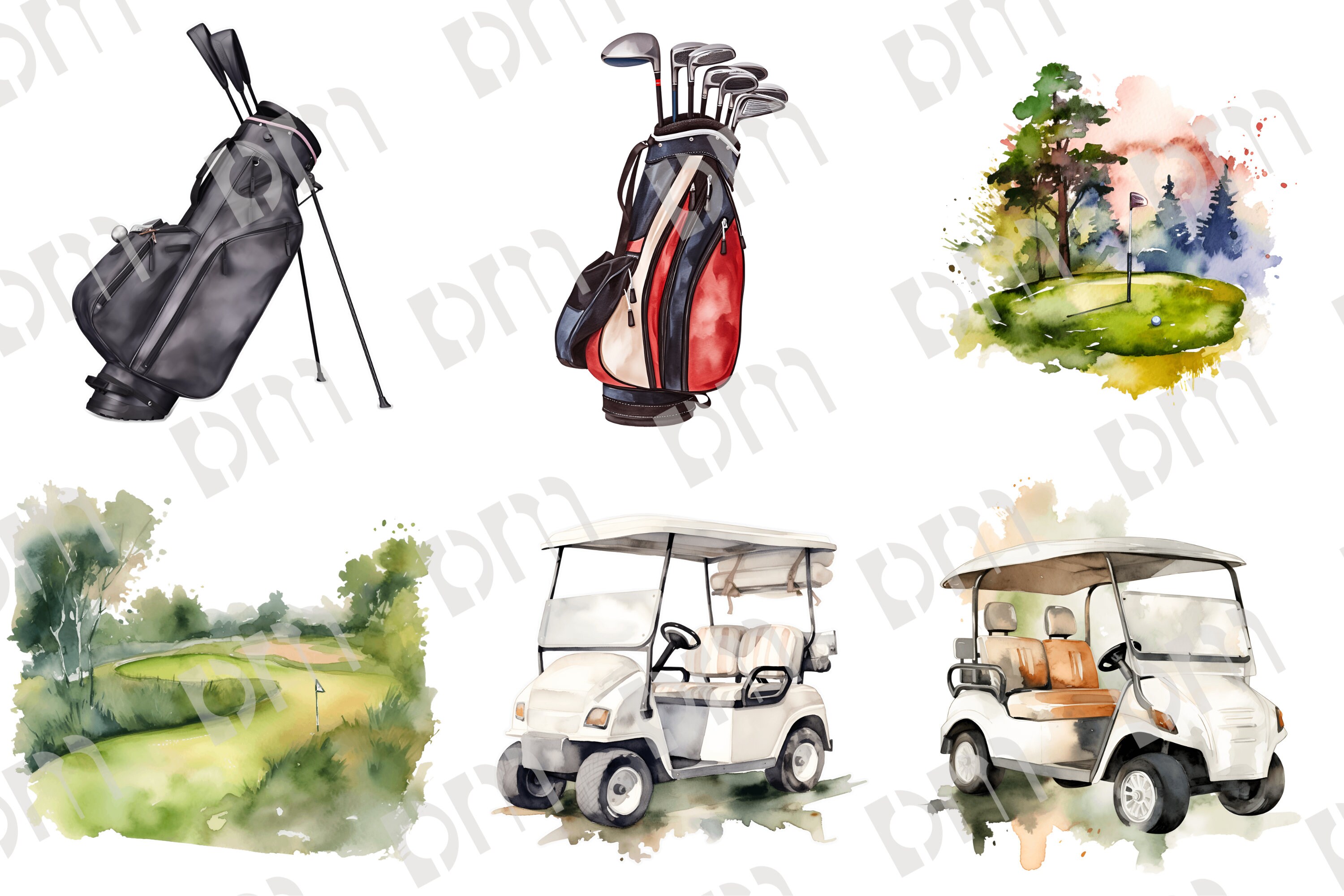 Watercolor Golf Clipart , 300 Dpi Transparent PNG & SVG, Golf Equipment ...