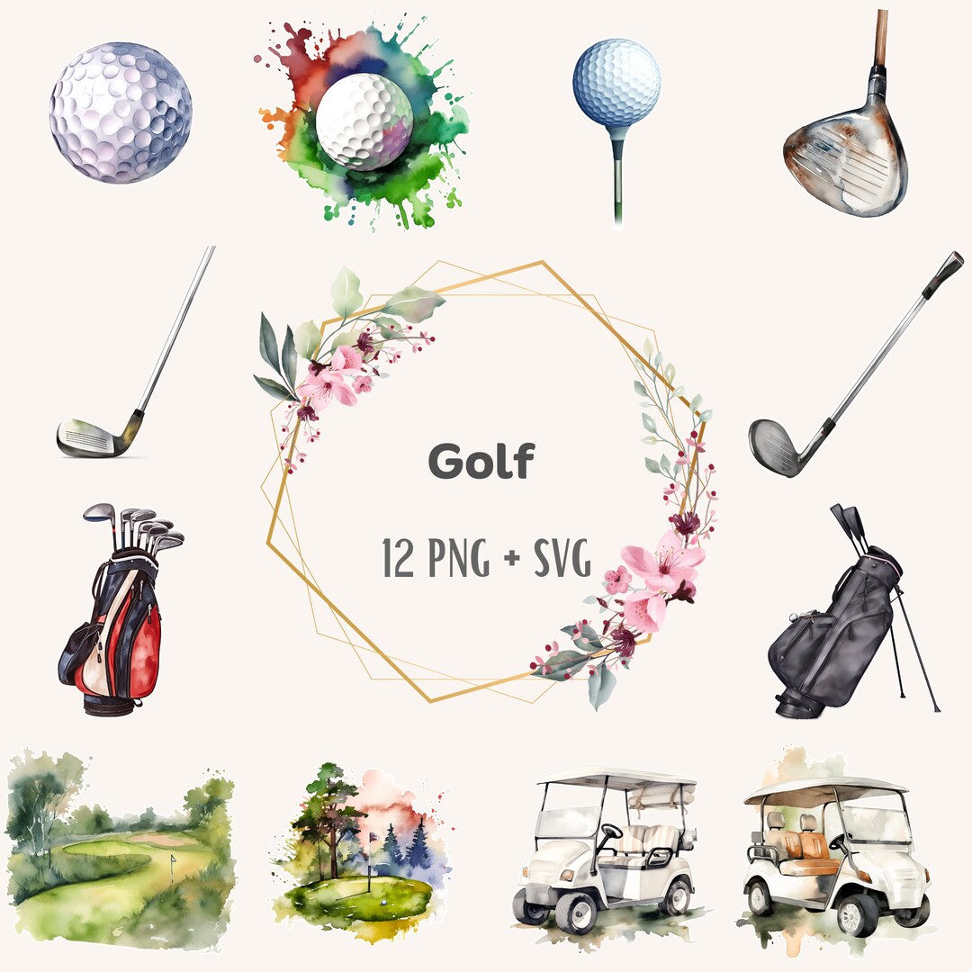 Watercolor Golf Clipart , 300 Dpi Transparent PNG & SVG, Golf Equipment ...